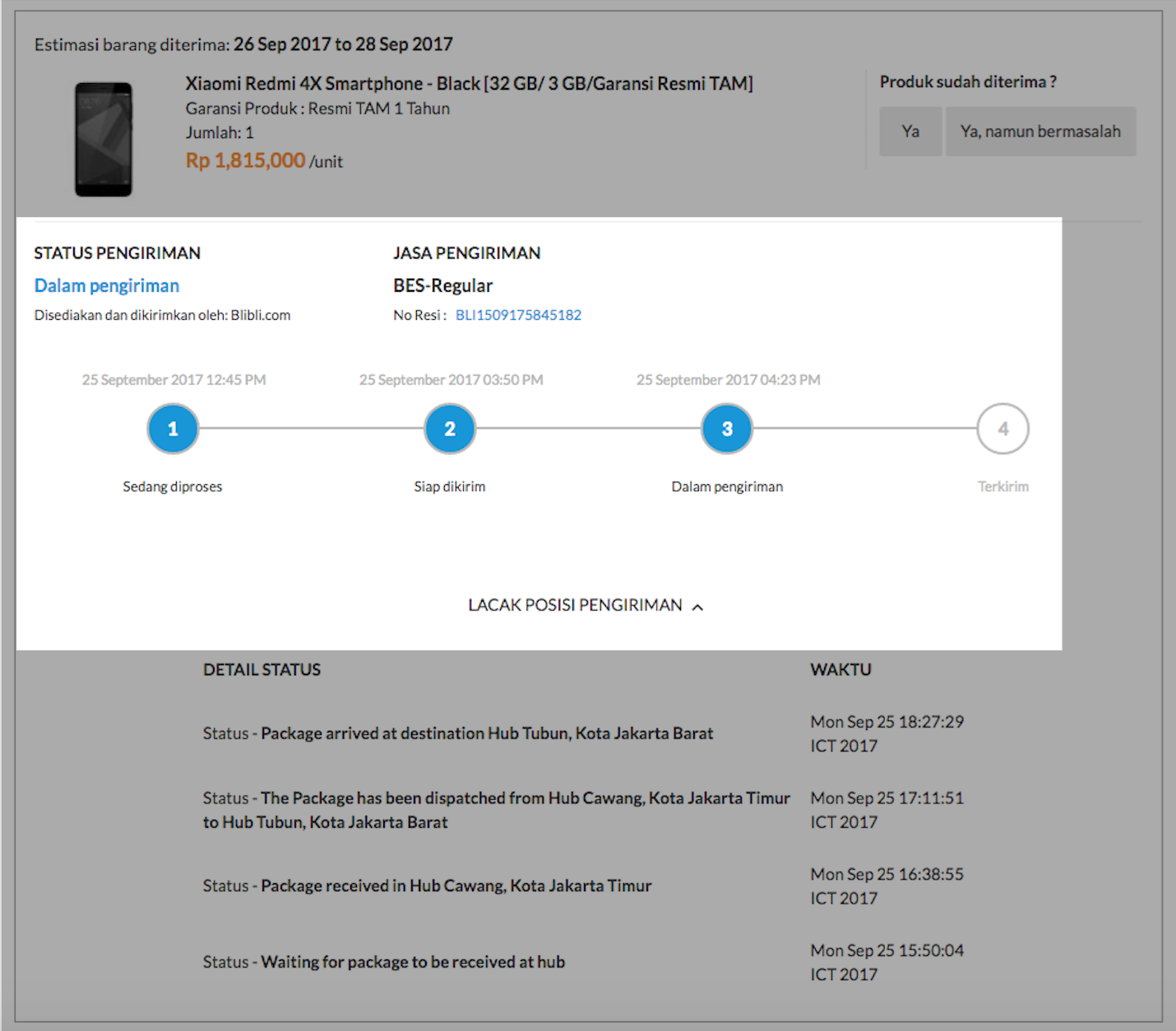 Status pesanan – Pusat Bantuan