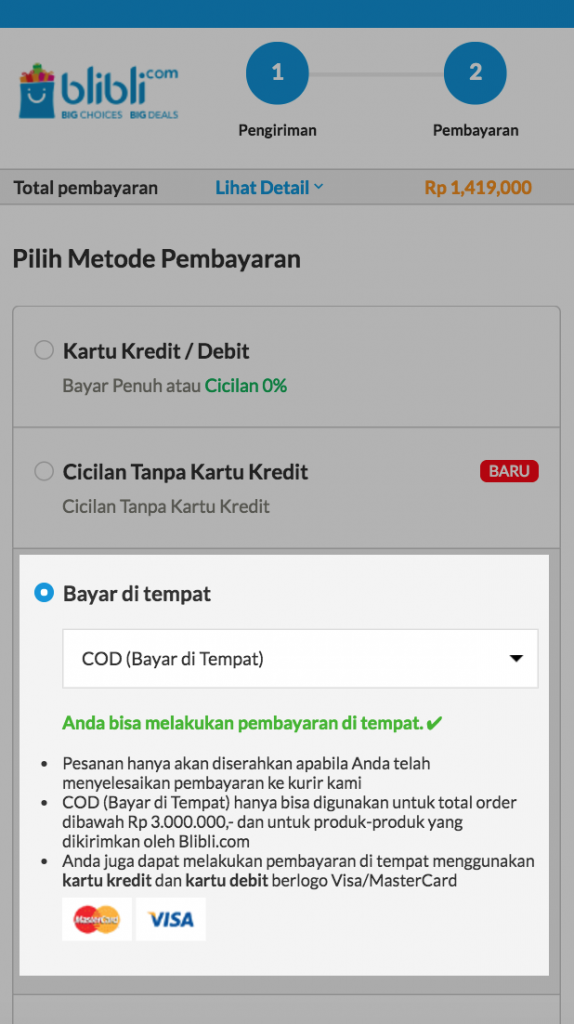 COD (Bayar di tempat) – Pusat Bantuan